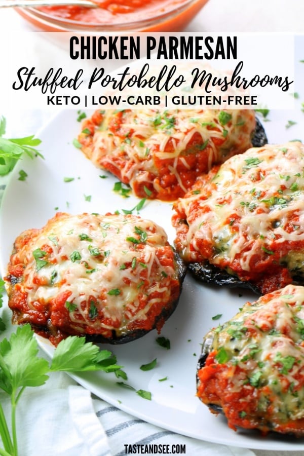 Chicken Parmesan Stuffed Portobello Mushrooms - Taste And See