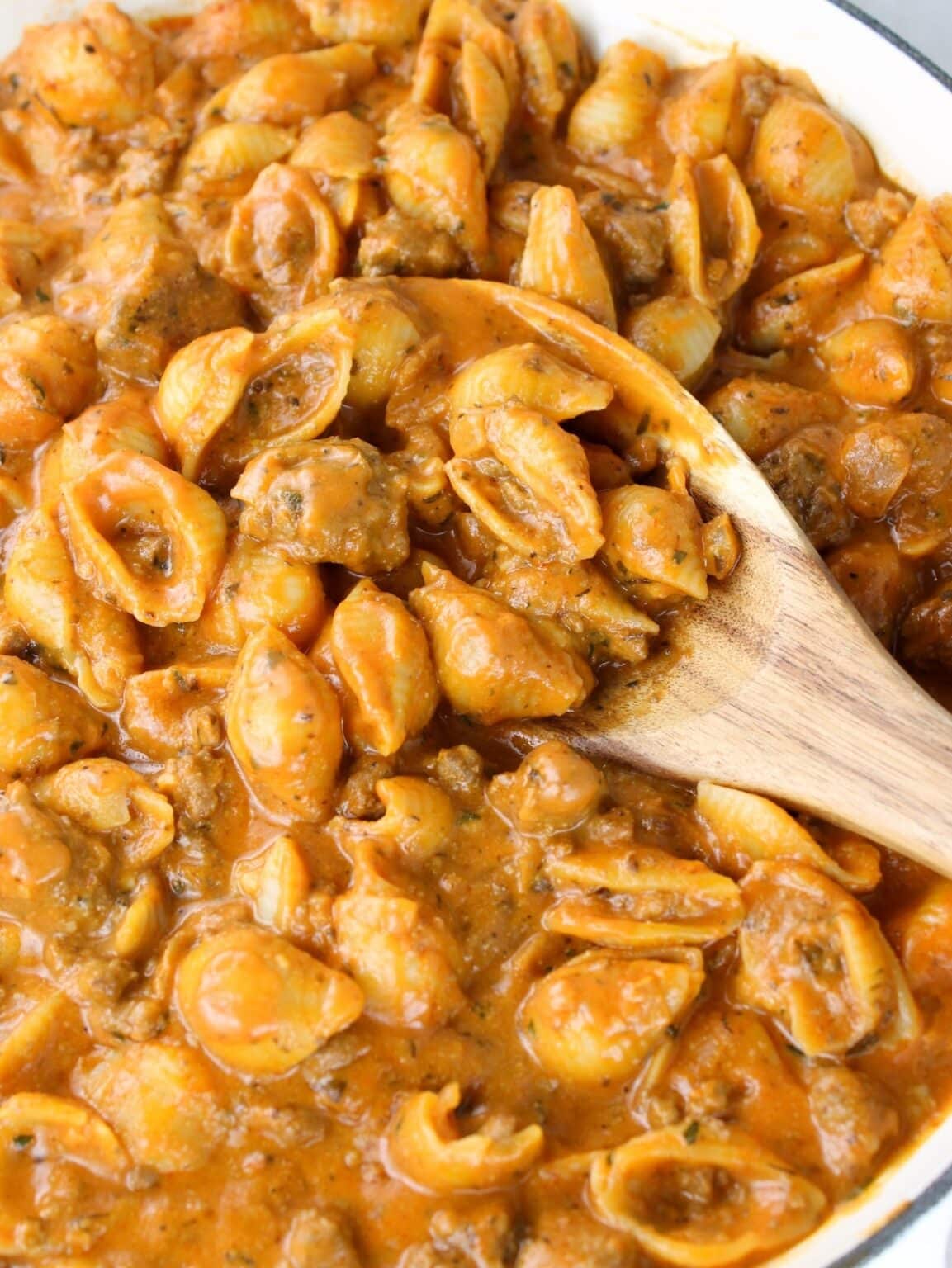 Creamy Ground Beef and Shells with Tomato-Cream Sauce - Taste And See