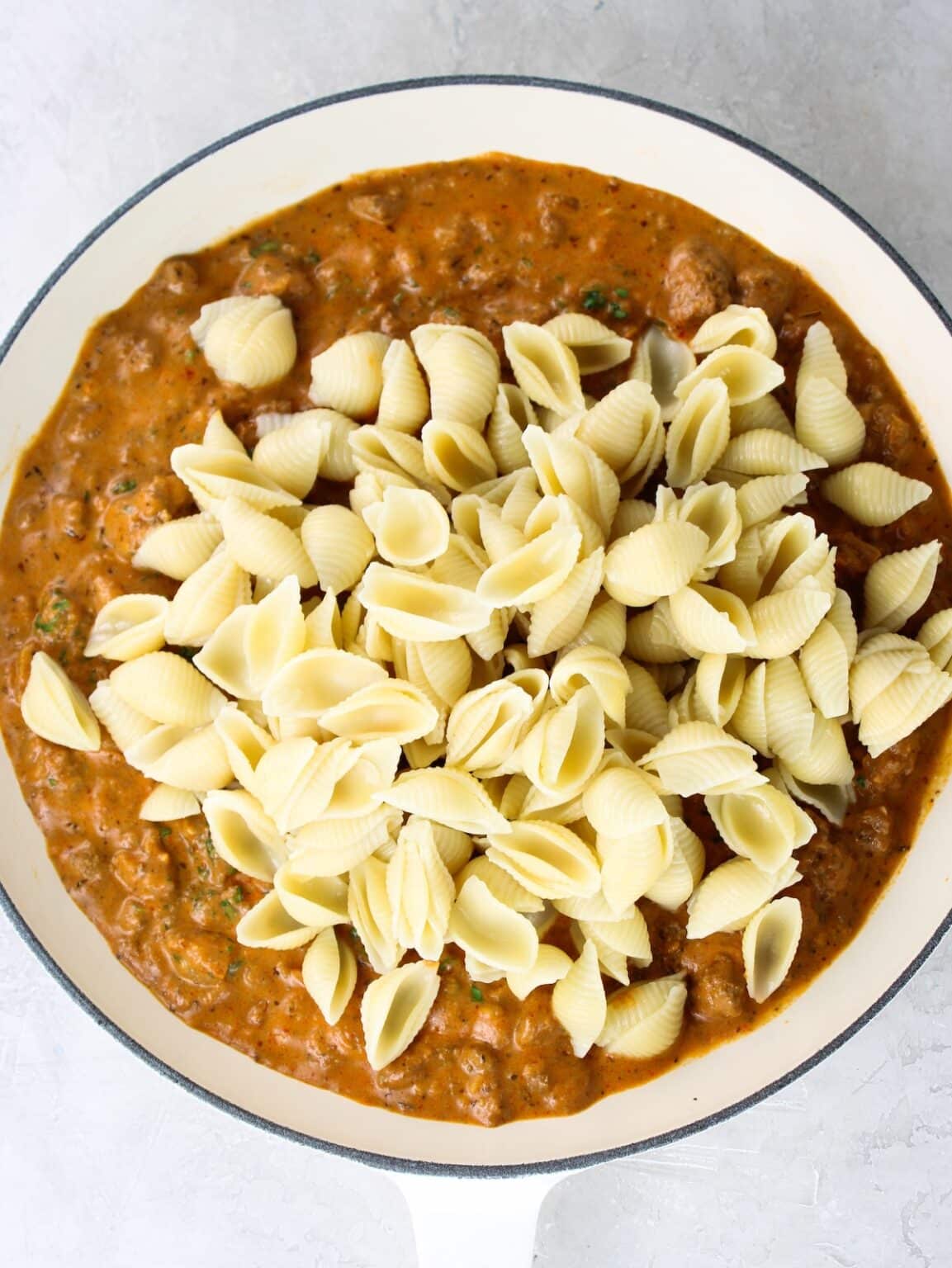 Creamy Ground Beef and Shells with Tomato-Cream Sauce - Taste And See
